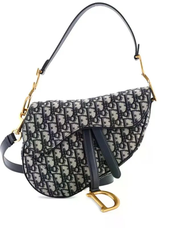 Dior Saddle Oblique Canvas Medium Shoulder Bag - Blue