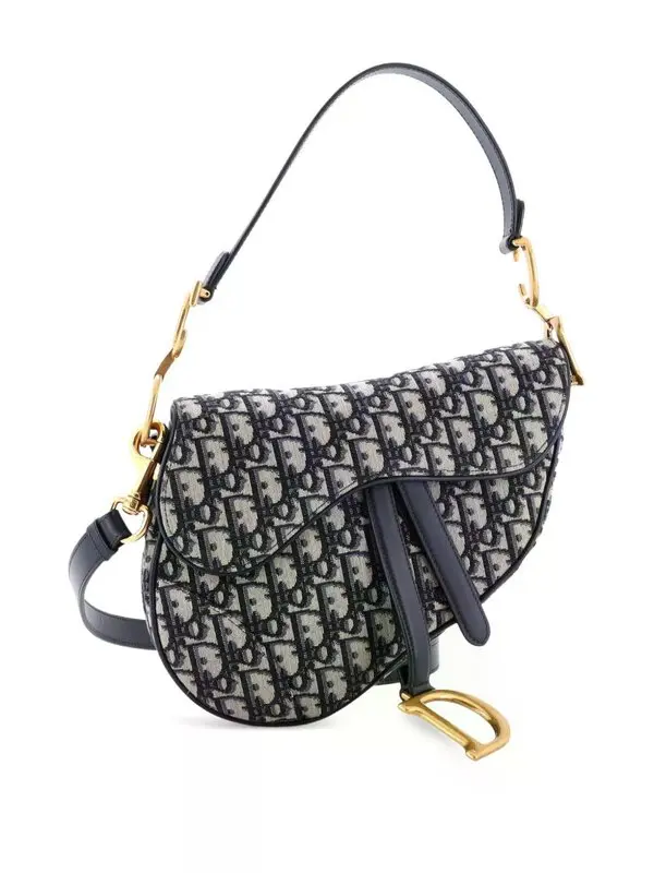 Dior Saddle Oblique Canvas Medium Shoulder Bag - Blue