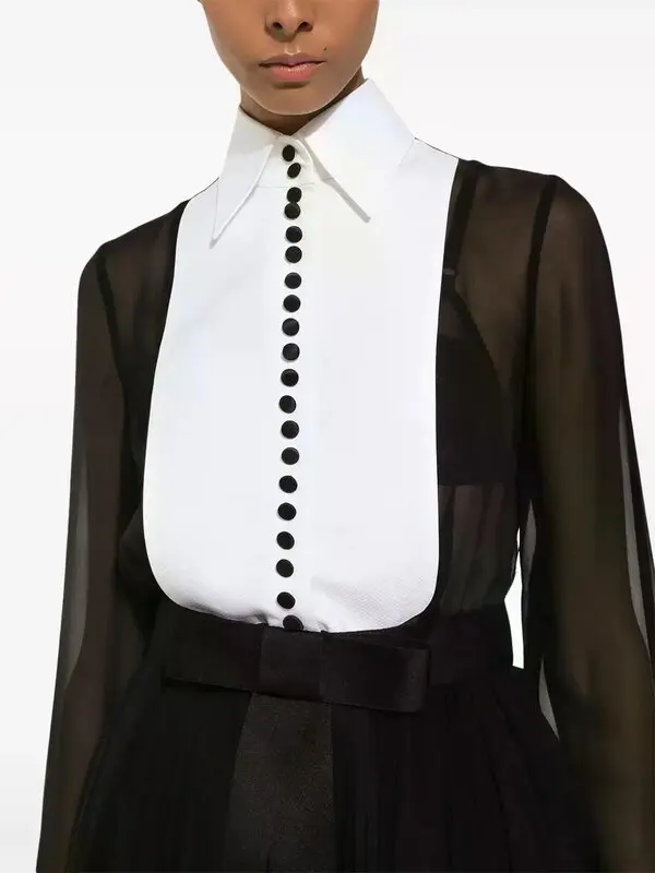 Dolce & Gabbana Bib-collar Silk-blend Shirtdress