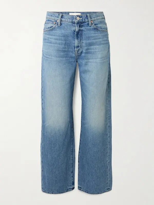 MOTHER The Dodger Flood Embroidered Mid-rise Straight-leg Jeans - Blue