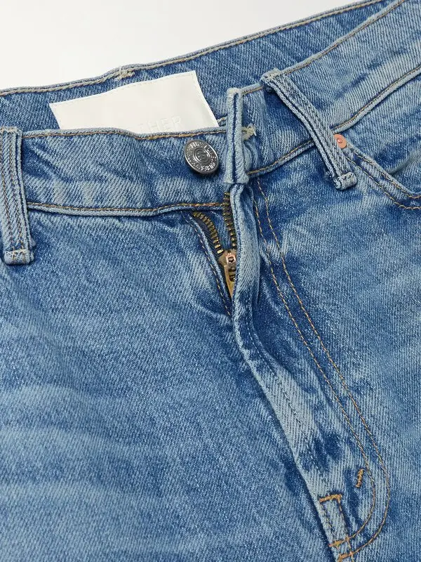 MOTHER The Dodger Flood Embroidered Mid-rise Straight-leg Jeans - Blue