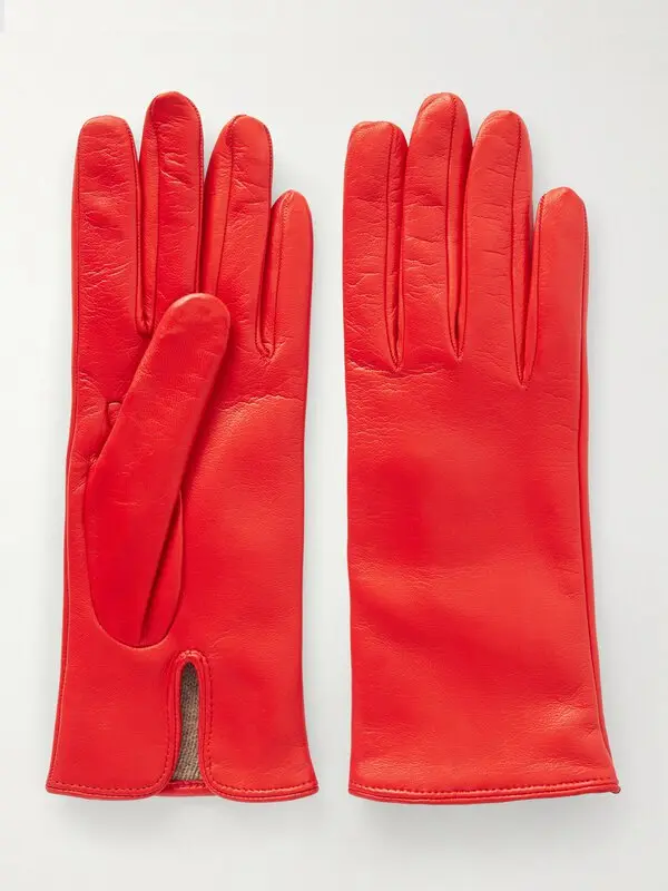 Nour Hammour Leather Gloves - Red