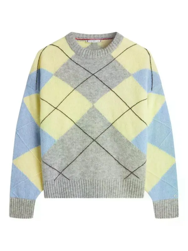 Tommy Hilfiger Argyle Crew Neck Long Sleeve Sweater