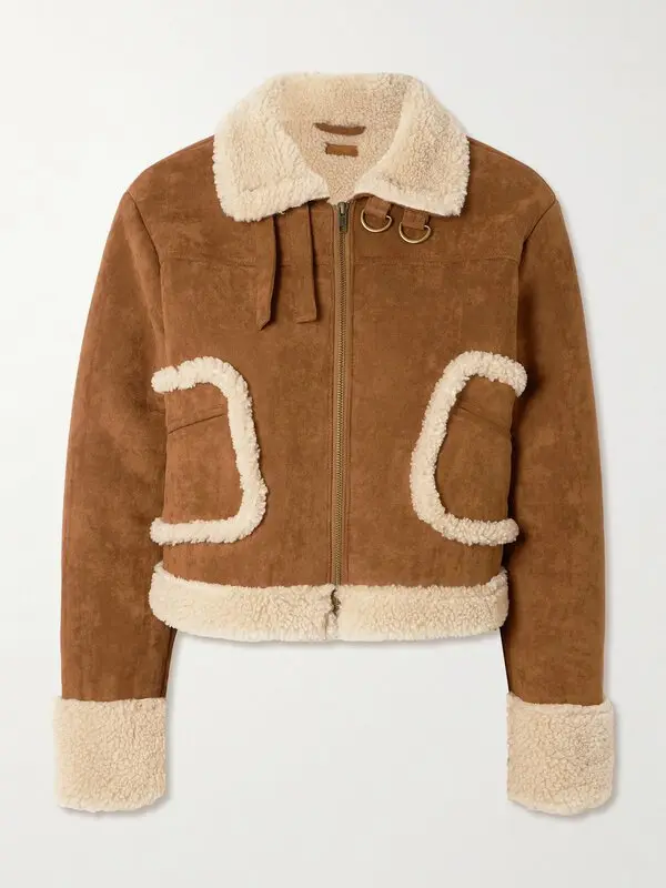 MOTHER The On Thin Ice Cropped Fleece Jacket - Brown
