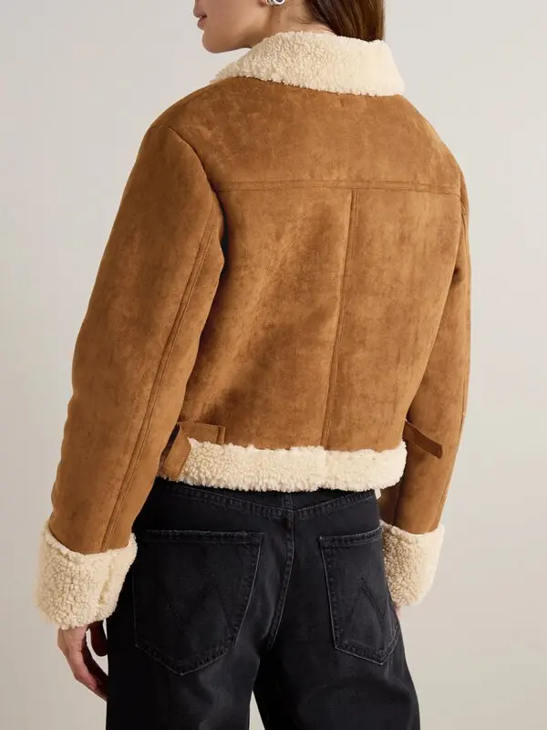 MOTHER The On Thin Ice Cropped Fleece Jacket - Brown