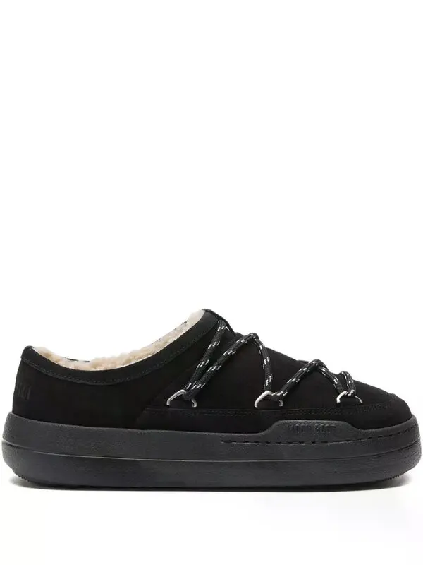 Moon Boot Park Lace-detail Shearling Slippers - Black
