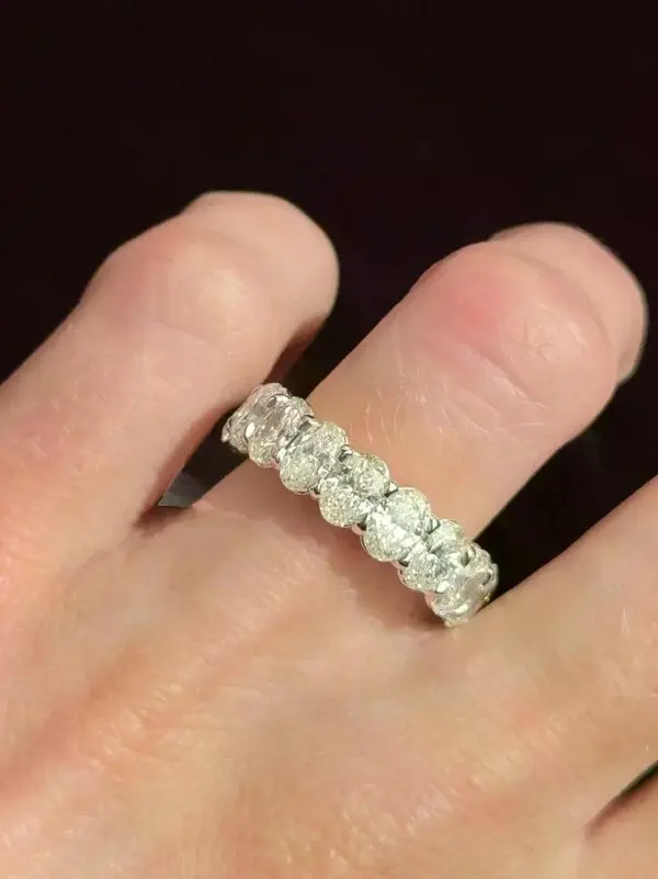 JEWELS AFICIONADO Platinum Channel Diamond Ring - Silver
