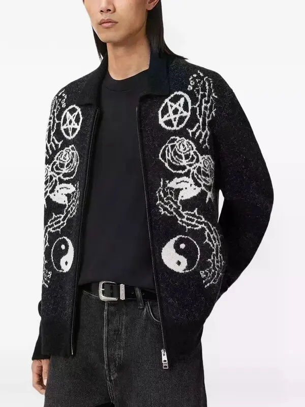 ALLSAINTS Graphic Print Zip-fastening Cardigan
