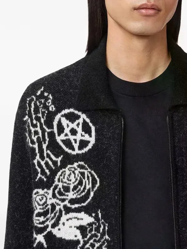 ALLSAINTS Graphic Print Zip-fastening Cardigan