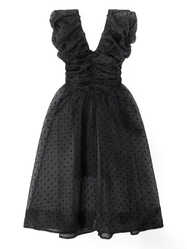 GANNI Ruffled Polka Dot Mini Dress
