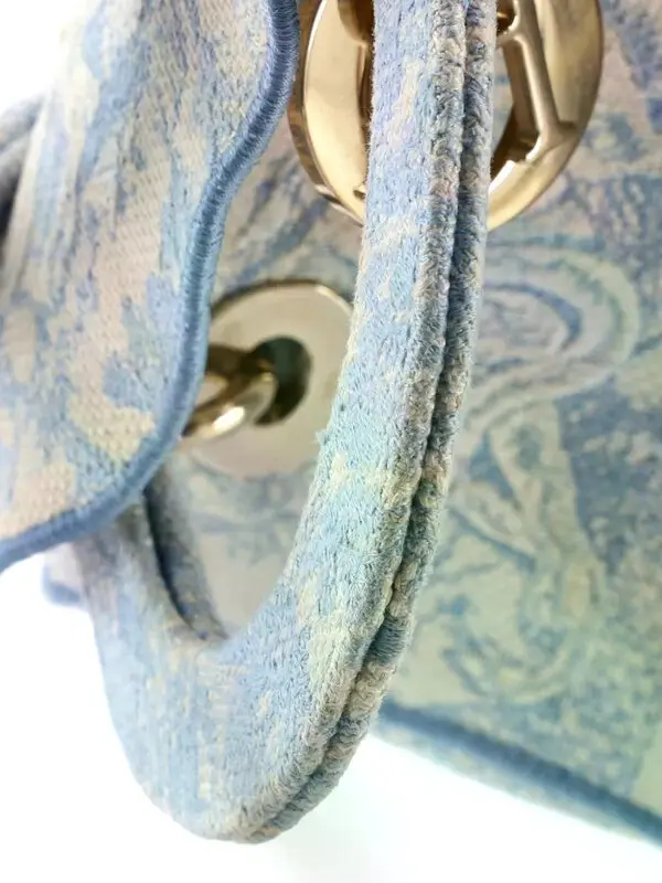 Dior Lady D-lite Embroidered Canvas Medium Satchel - Blue