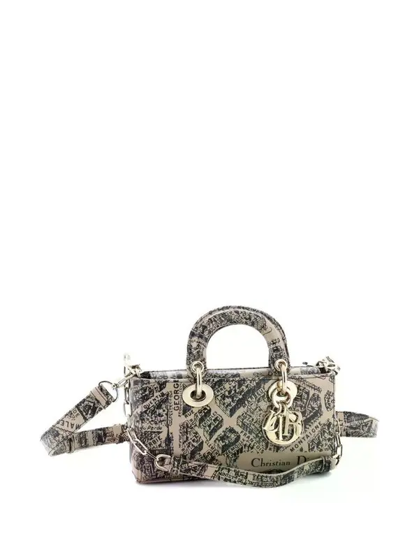 Dior Lady D-joy Printed Leather Satchel - Black