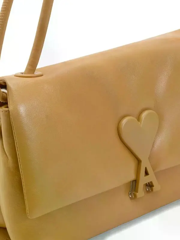 AMI Paris Voulez-vous Leather Shoulder Bag - Neutrals