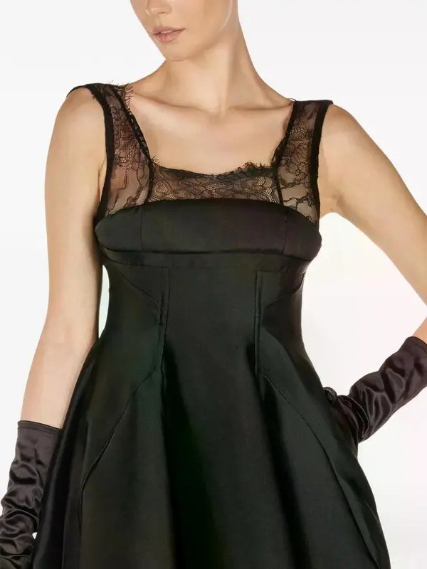 ARAFTU Lace-detail Flared Midi Dress