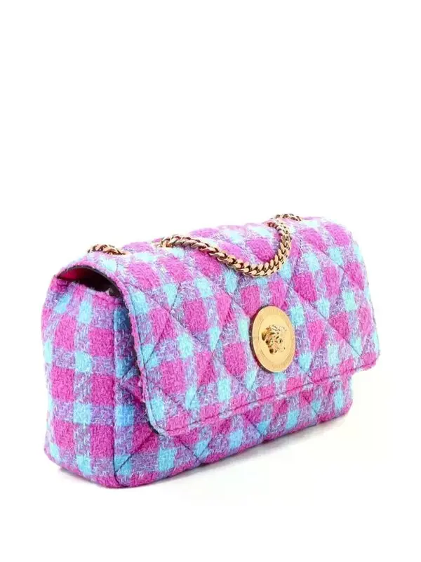 Versace Quilted Tweed East West Shoulder Bag - Pink