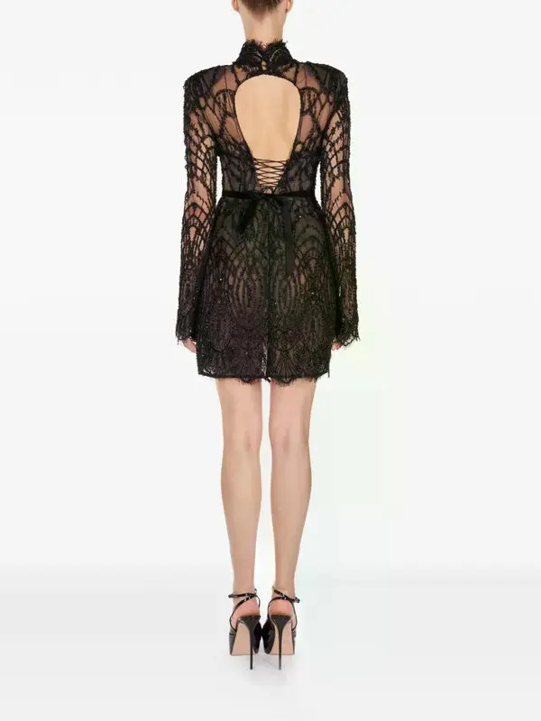 ARAFTU Beaded Open-back Mini Dress