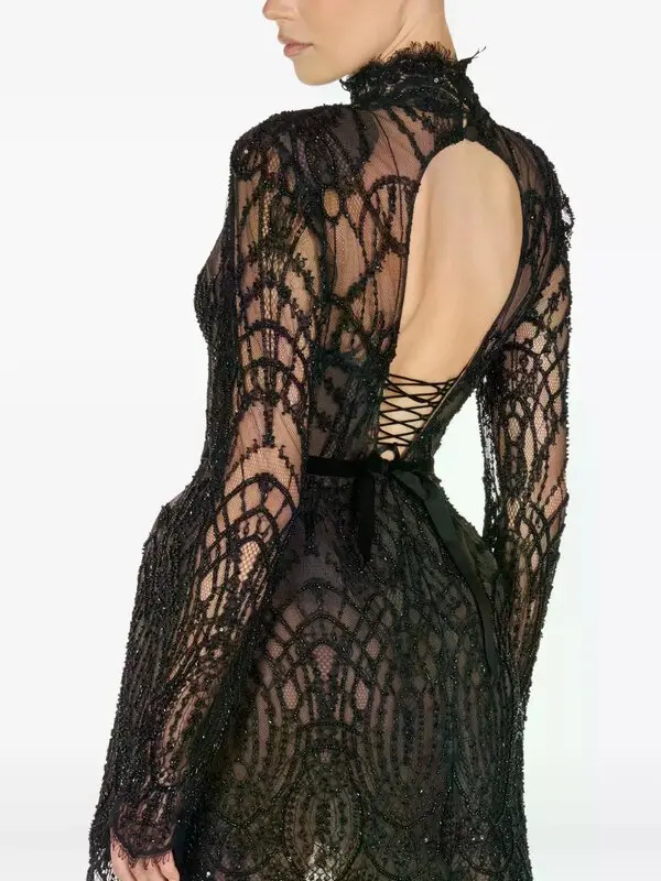 ARAFTU Beaded Open-back Mini Dress