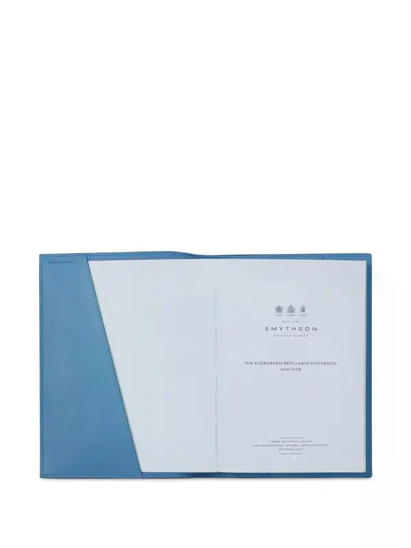 Smythson Evergreen Refillable Leather Notebook - Blue