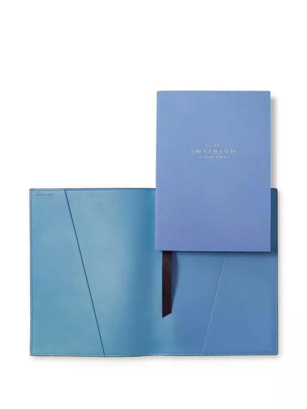 Smythson Evergreen Refillable Leather Notebook - Blue