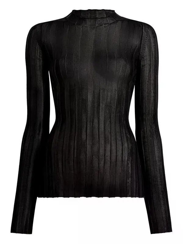 Khaite Cosette Ruffled Ribbed Top