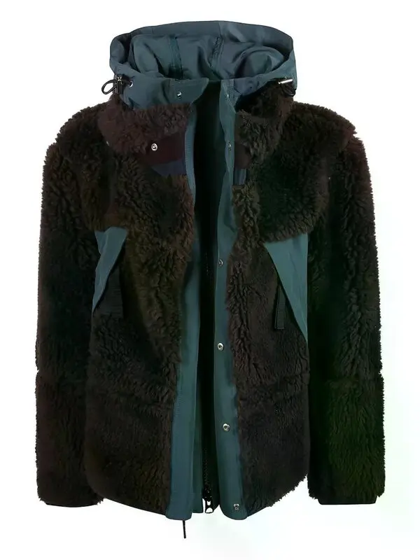 Sacai High-collar Hooded Wool Jacket