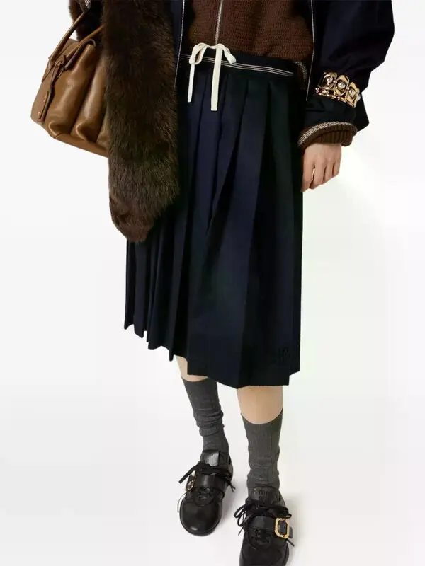 Miu Miu Pleated Velour Midi Skirt