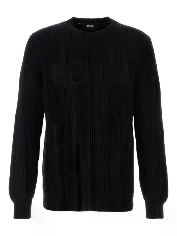 Fendi Logo-embellishment Ribbed-knit Sweater
