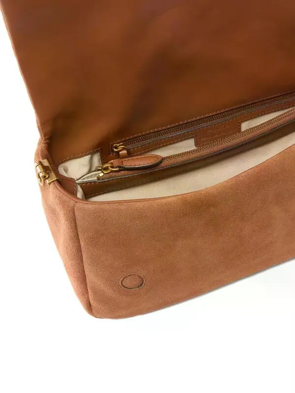 Pinko Logo-appliqué Suede Shoulder Bag - Brown