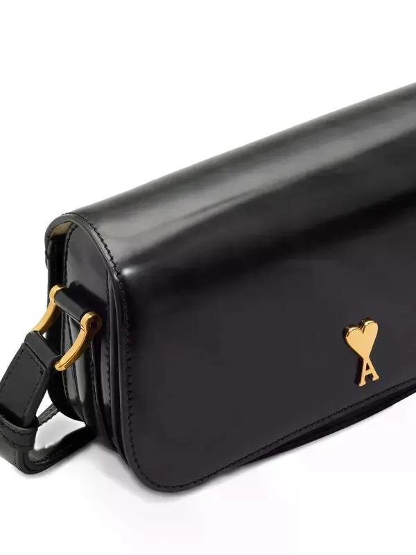 AMI Paris Paris Leather Shoulder Bag - Black