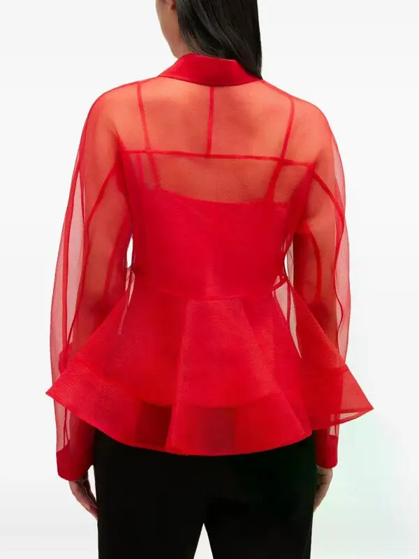 GANNI Peplum Silhouette Long-sleeve Shirt - Red