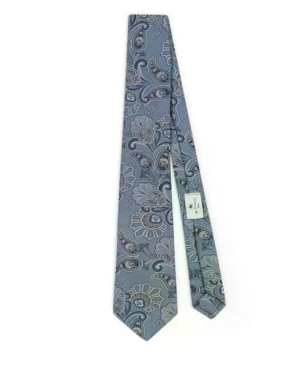 Etro Floral-print Jacquard Neck Tie - Blue