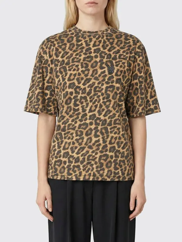 ANINE BING Animal Print Cotton T-shirt - Brown