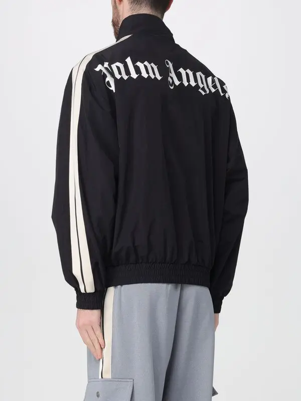 Palm Angels Zip-up Track Jacket With Striped Sleeves