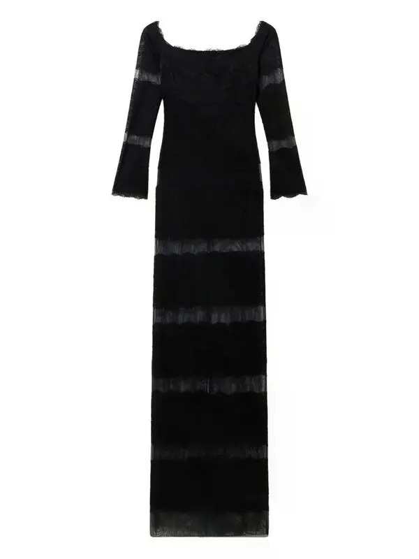 Blumarine Off-the-shoulder Lace Maxi Dress