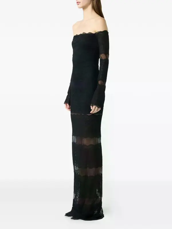 Blumarine Off-the-shoulder Lace Maxi Dress
