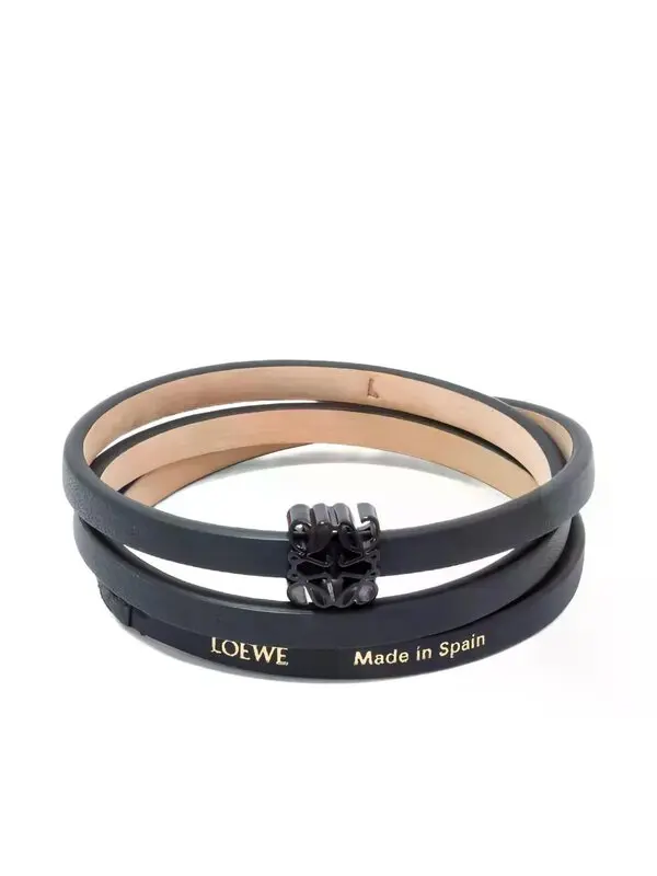 Loewe Anagram Triple-wrap Leather Bracelet - Black