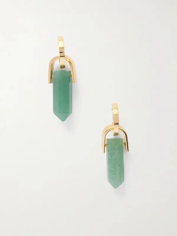 La DoubleJ Pillar -plated Aventurine Earrings - Gold