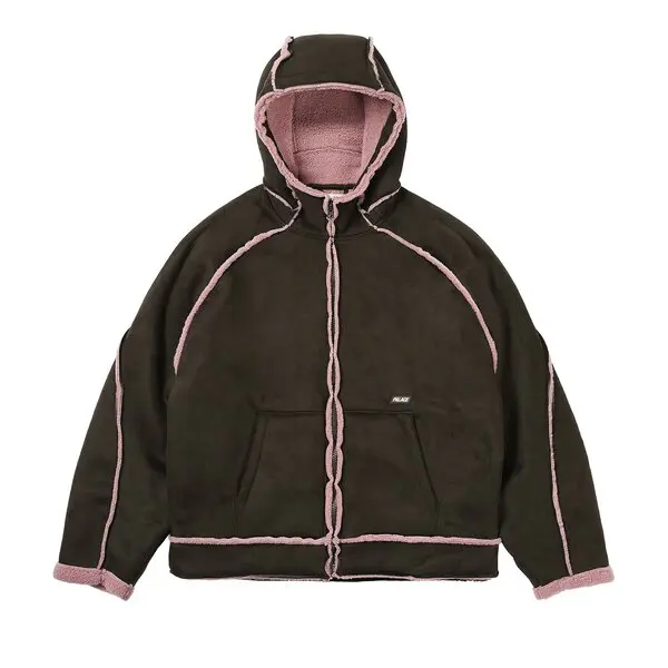 PALACE Sherpa Faux Suede Hooded Jacket - Tan