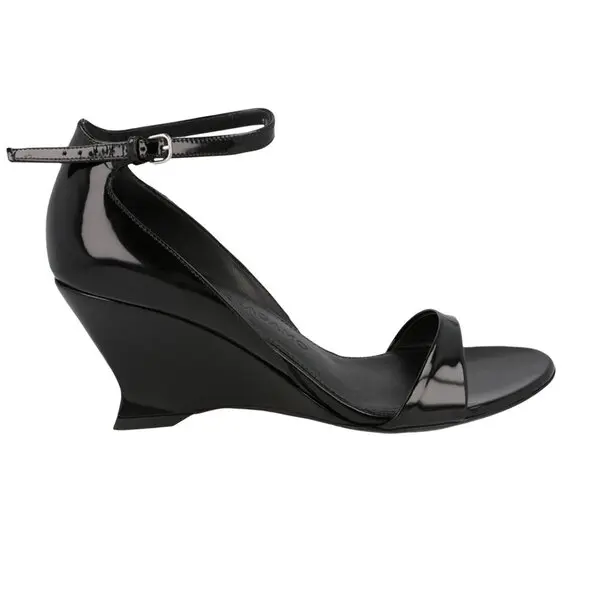 FERRAGAMO Vidette Patent Leather Wedge Sandals