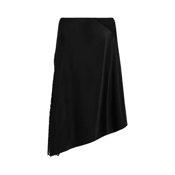Givenchy Lace Insert Asymmetric Silk Midi Skirt