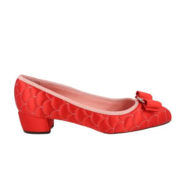 FERRAGAMO Vara Bow Satin Pumps - Orange