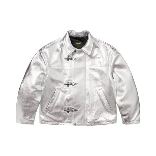 Supreme Leather Clip Jacket - Silver