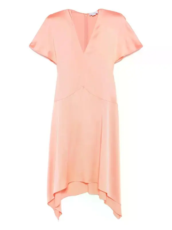 Stella McCartney V-neck Asymmetric Midi Dress - Pink