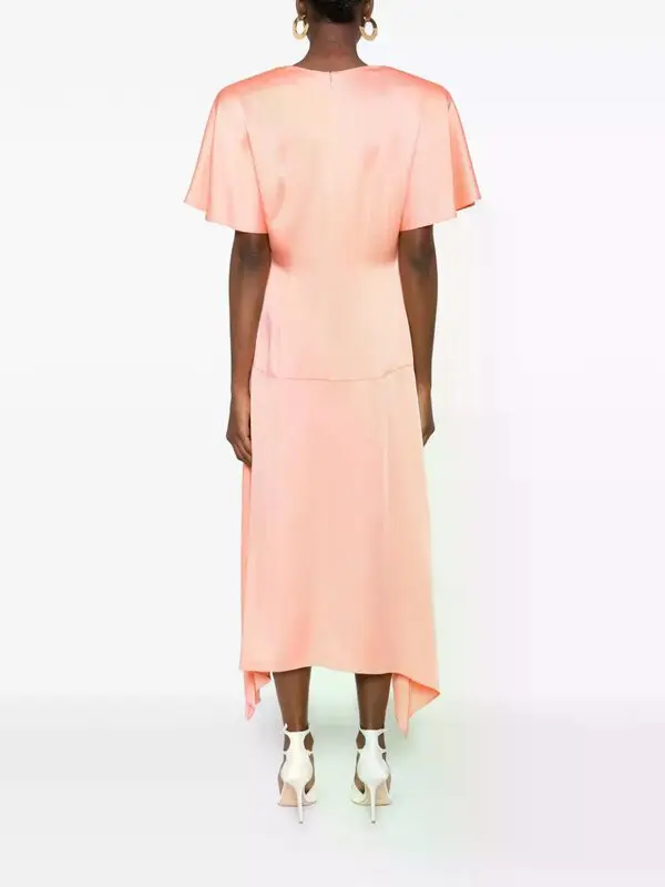 Stella McCartney V-neck Asymmetric Midi Dress - Pink
