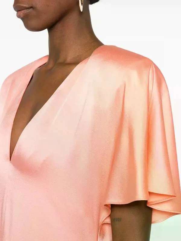 Stella McCartney V-neck Asymmetric Midi Dress - Pink