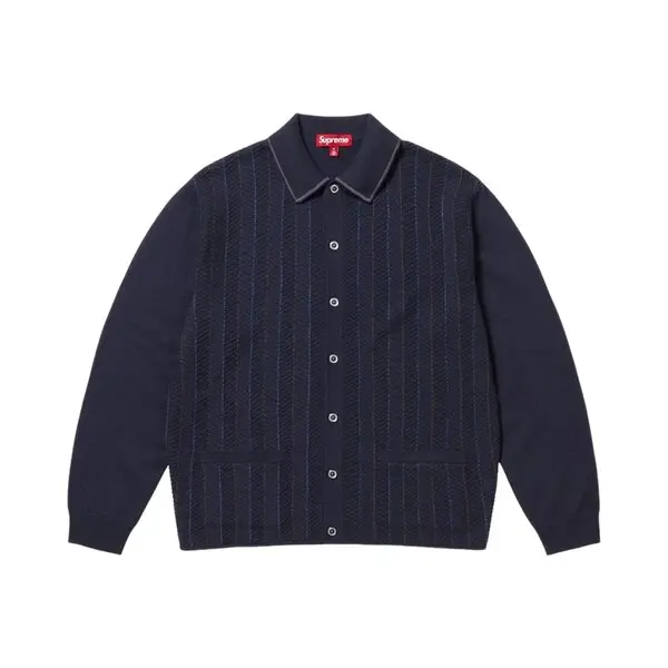 Supreme Herringbone Cardigan - Blue