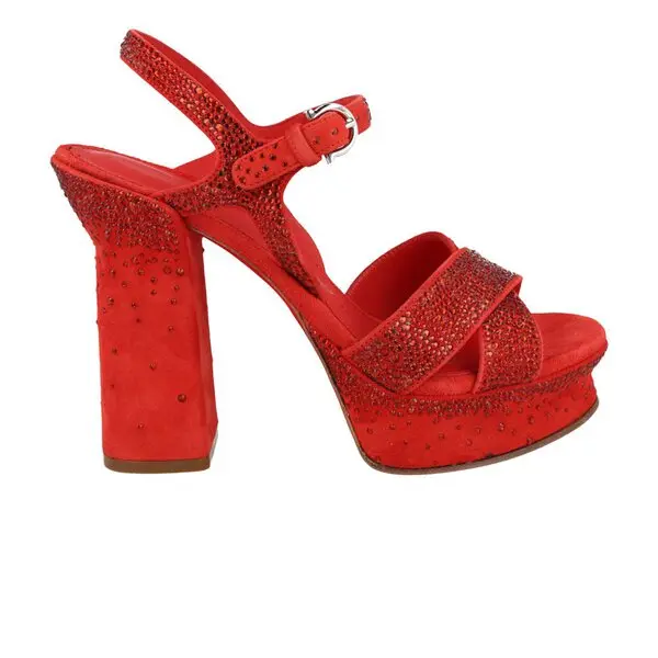 FERRAGAMO Sonya Suede Platform Sandal - Red