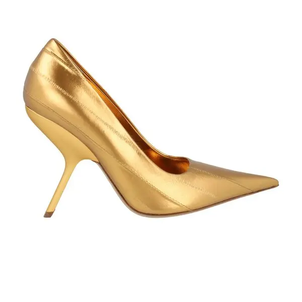 FERRAGAMO Metallic Leather Pumps - Gold