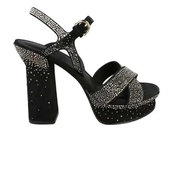 FERRAGAMO Sonya Suede Platform Sandal - Black