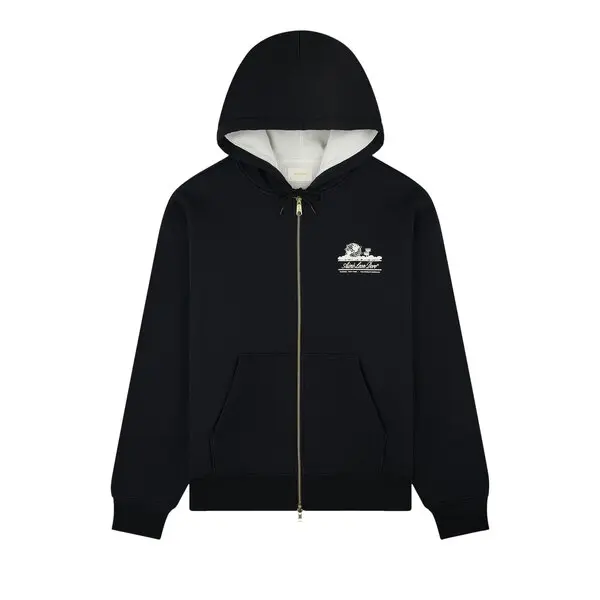 Aimé Leon Dore Unisphere Waffle Lined Full-zip Hoodie - Black
